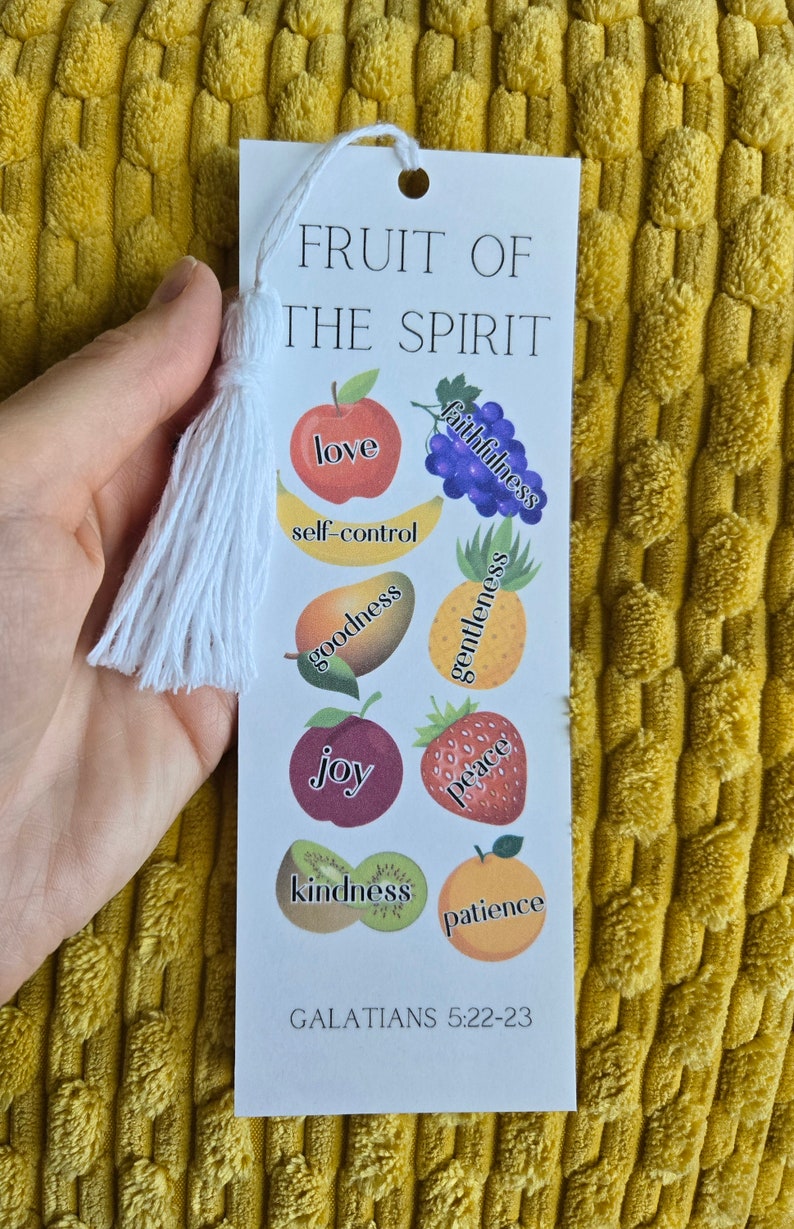 Fruit of the Spirit Bookmark With Tassel | Laminated Cardstock Bible ...