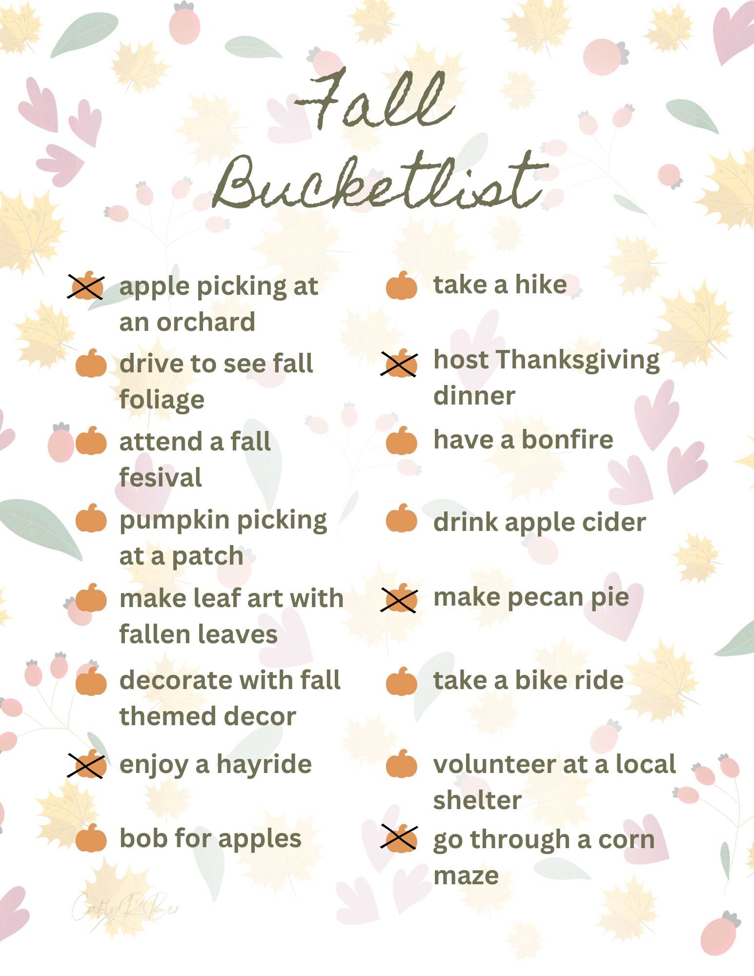 Fall Bucketlist Printable | Fall Scavenger Hunt | Fall Games | To-do ...