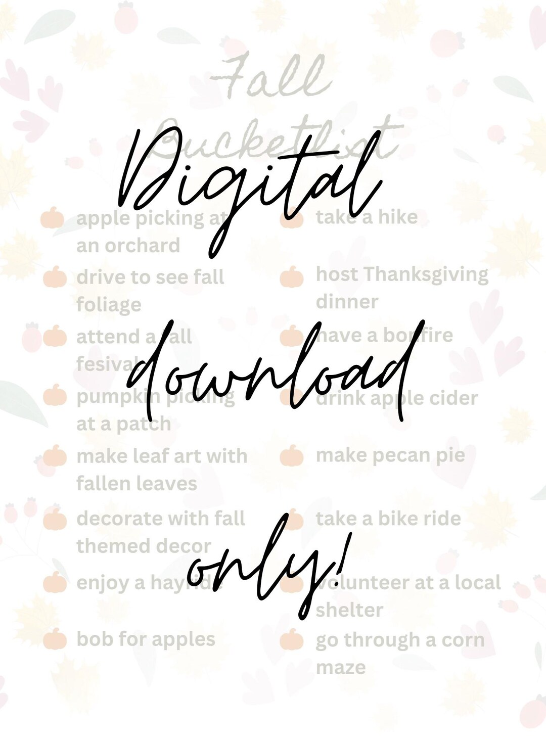 Fall Bucketlist Printable | Fall Scavenger Hunt | Fall Games | To-do ...