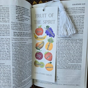 Fruit of the Spirit Bookmark With Tassel | Laminated Cardstock Bible ...