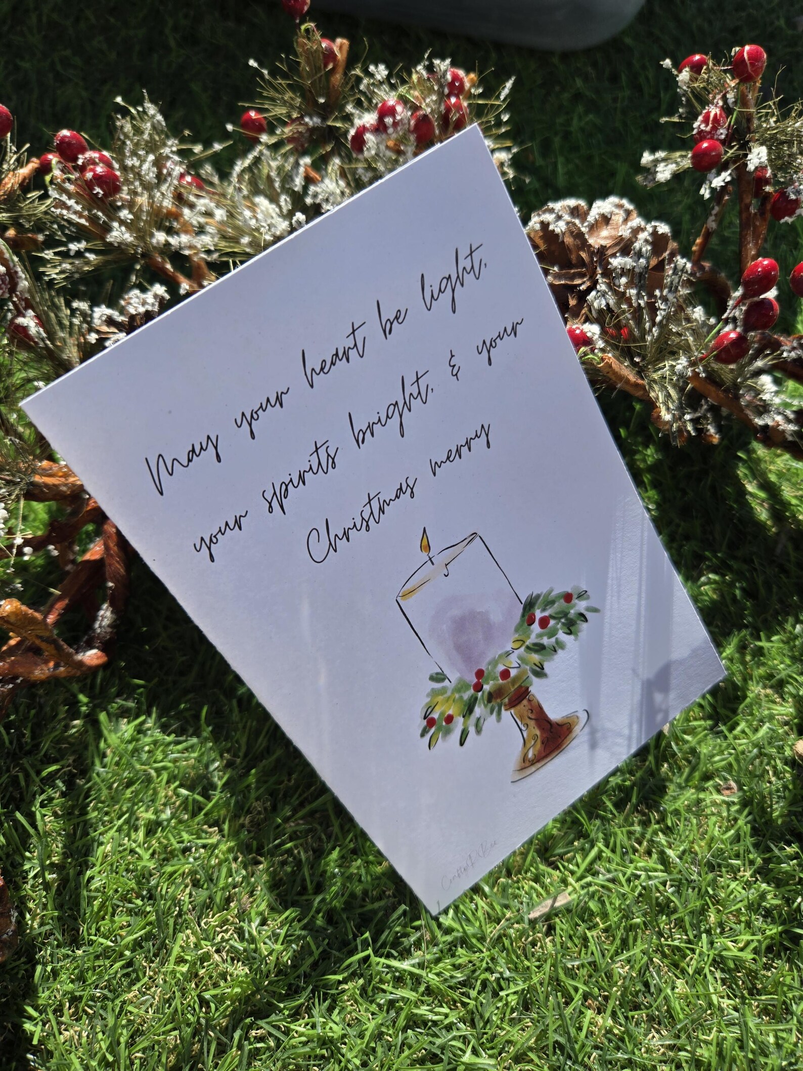 Watercolor Candle Christmas Card | Watercolor Notecards | Christmas ...