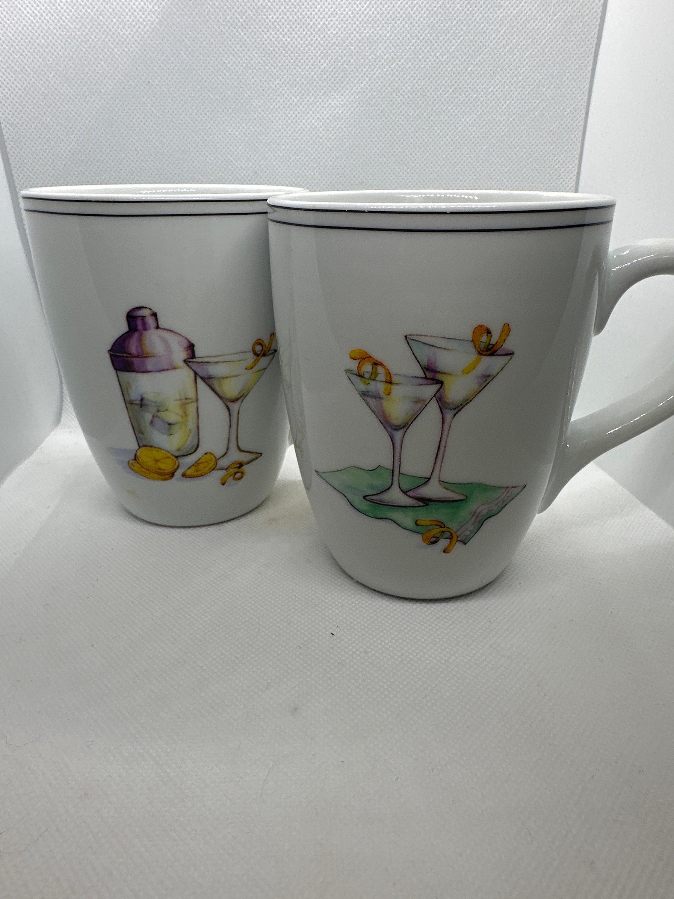 Pair of Vintage Boston Warehouse Trading Corp. Mugs With Martini Motif ...