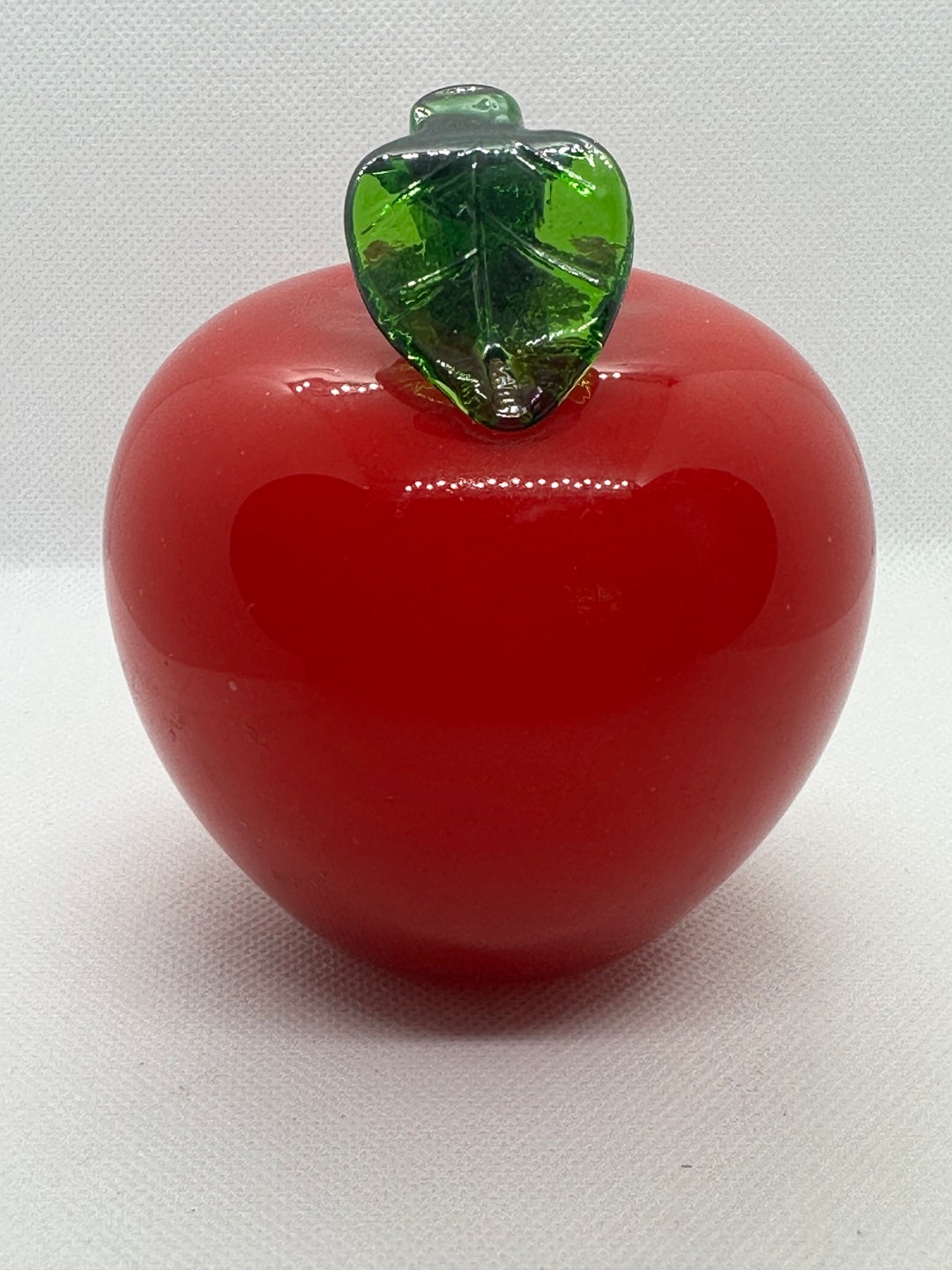 Vintage Murano Style Art Glass Apple With Raised Leaf - Etsy