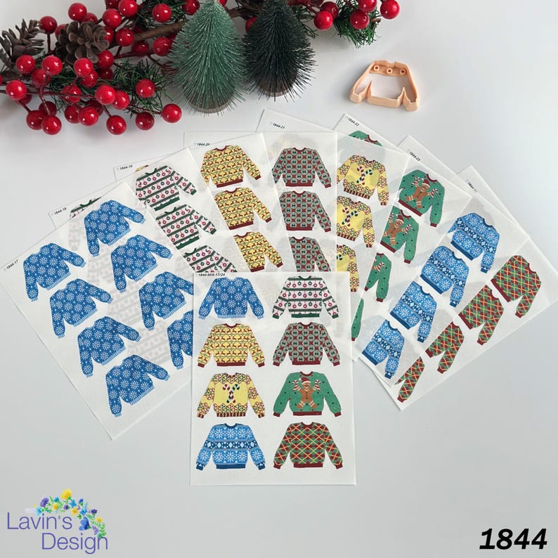 Christmas Sweater Polymer Clay Image Transfer Sheet | 40 Designs - Etsy