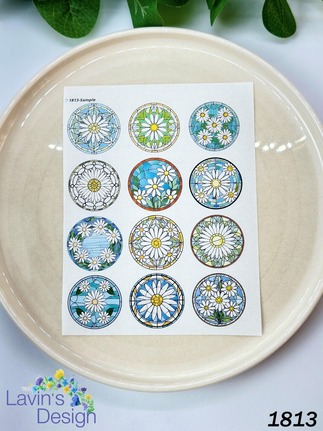 Stained Glass Daisies Clay Polymer Clay Sheet - Etsy