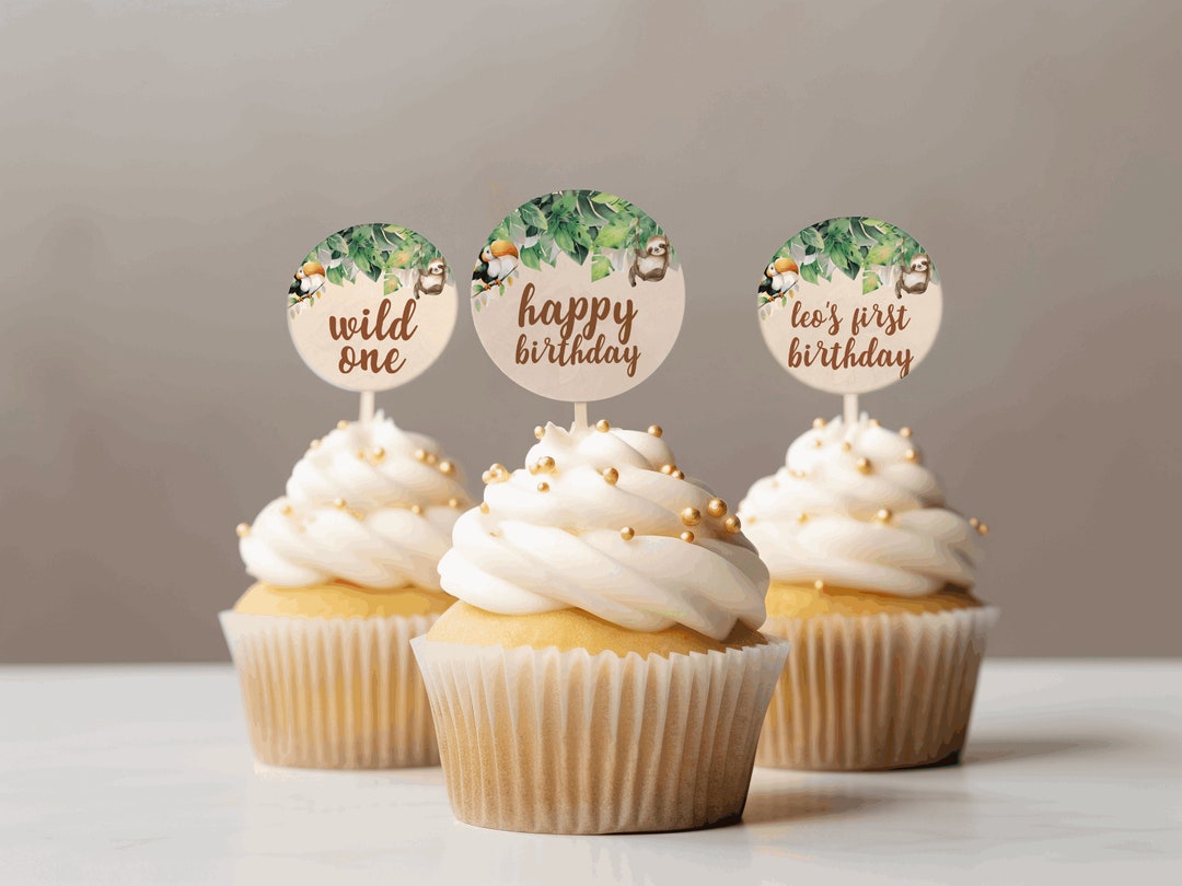 Wild One Cupcake Toppers, Safari Animal Birthday Party,two Wild ...