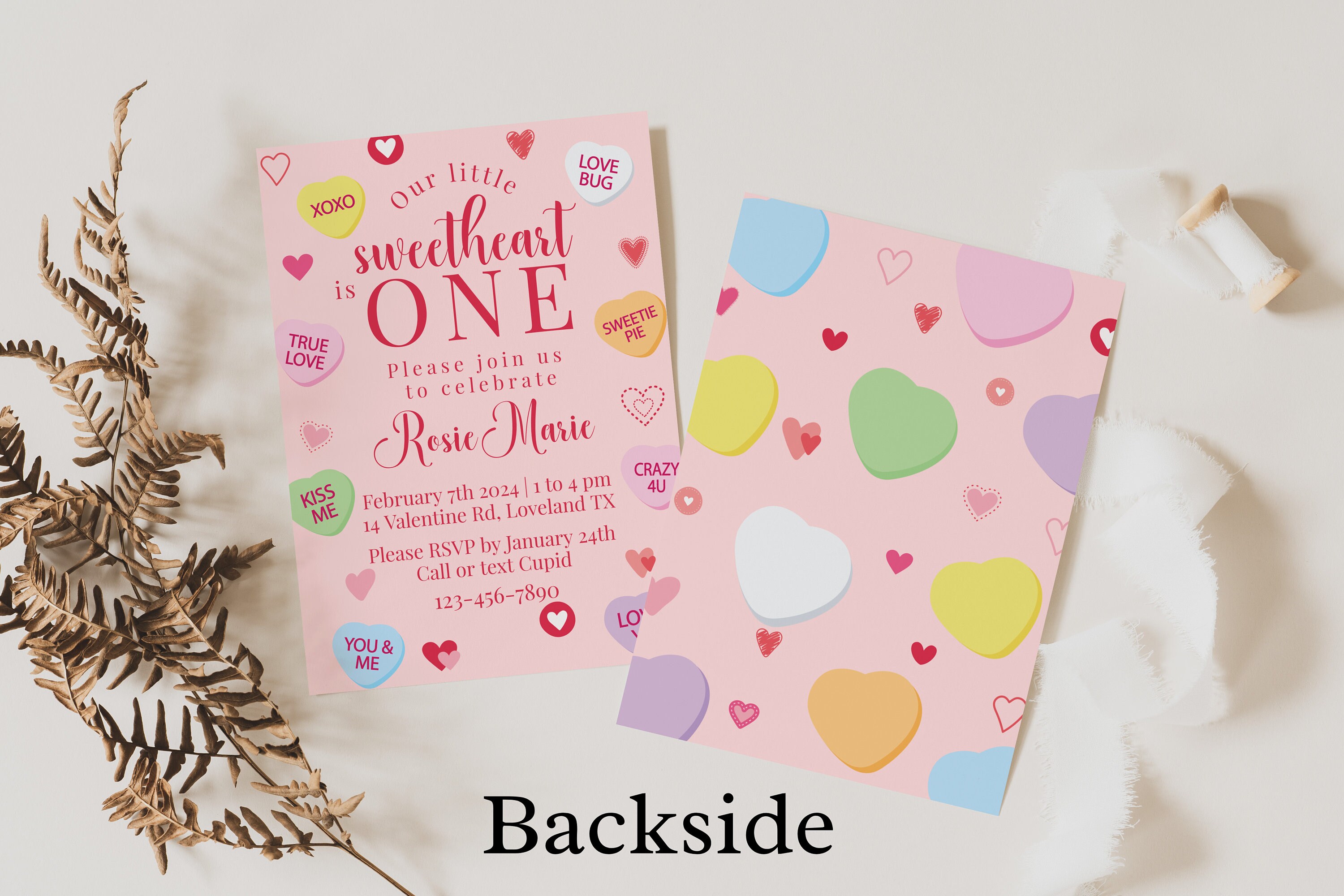 Valentine Birthday Invite, February First Birthday Invitation, Little ...