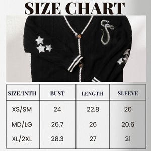 Snake Rep V-neck Sweater Star Embroidered Black Cardigan for Women ...