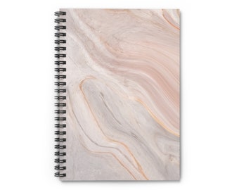 Pink and Gold Marble Spiral Notebook - Ruled Line - Etsy