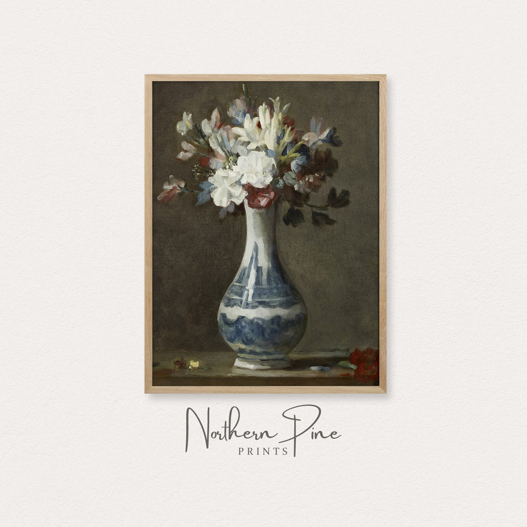 Vintage Porcelain Still Life | Victorian Floral Oil Painting | Antique ...
