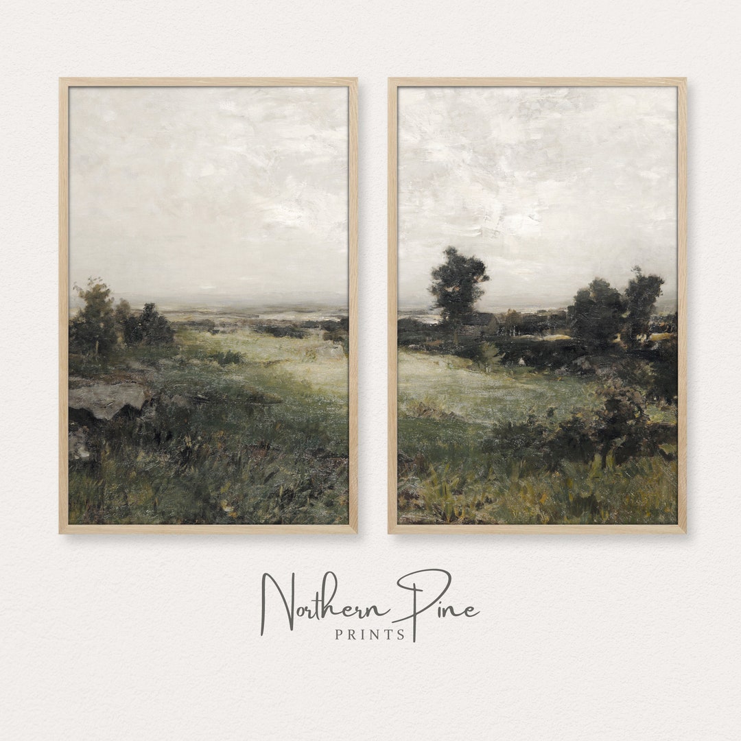 Vintage Landscape Print Set | Split Panel Nature Wall Art | French ...