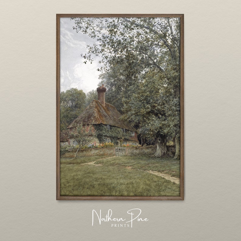 Vintage Cottage Farmhouse Print | Country Floral Garden Watercolor ...