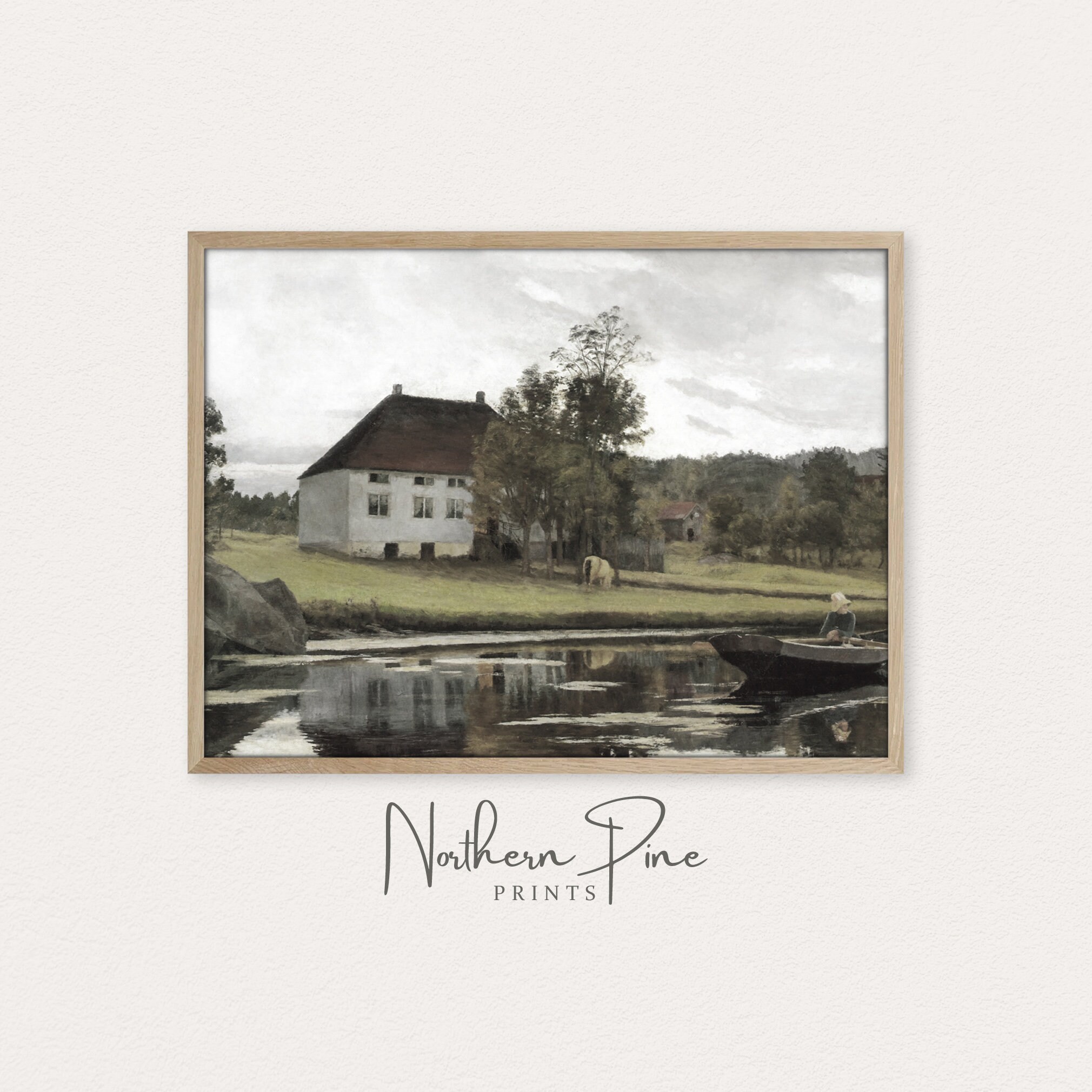 Vintage Country Farm Landscape Print | Rustic Country Wall Art ...