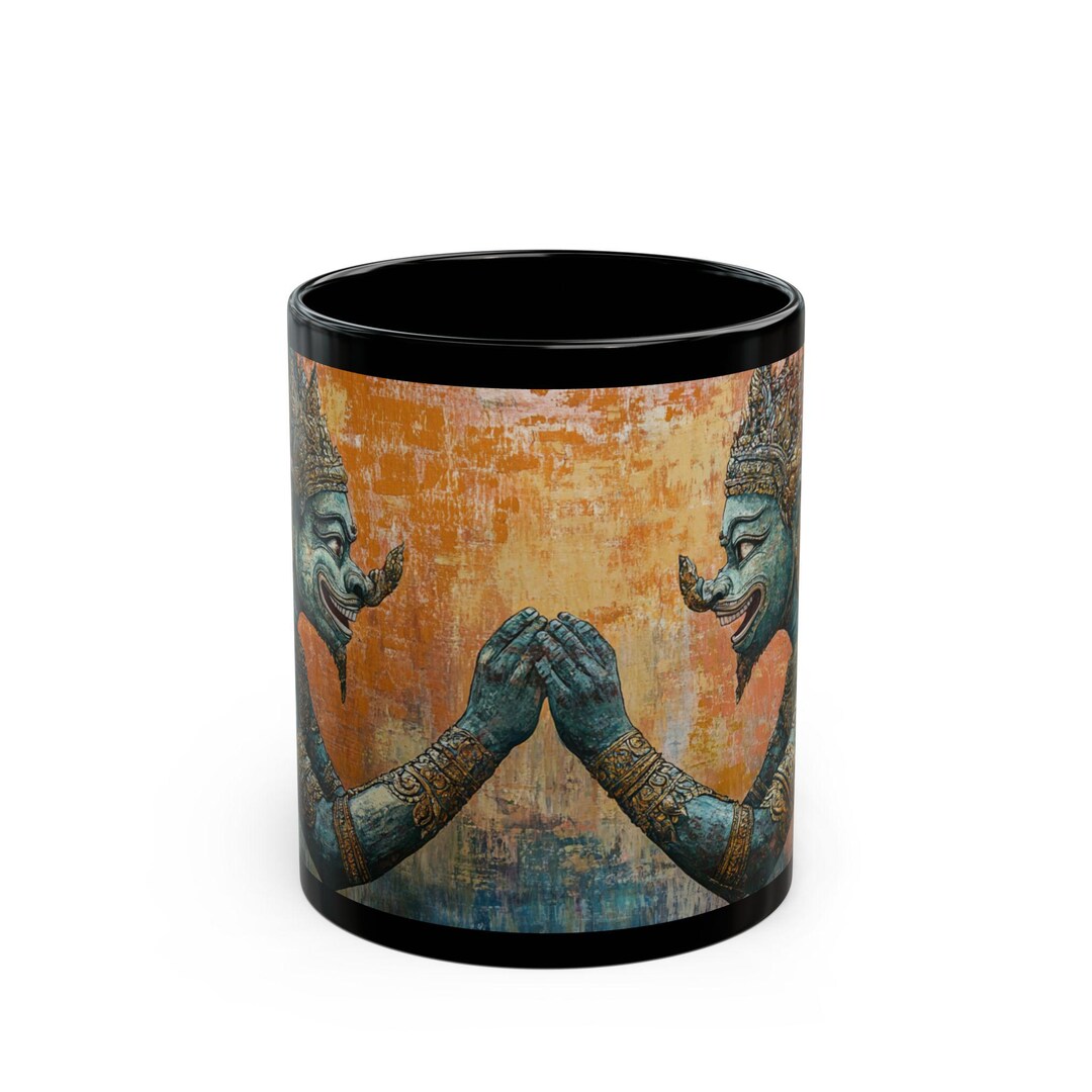 Khmer Yeak Guardian Mug: Cambodian Fantasy Art, Black Ceramic - Etsy