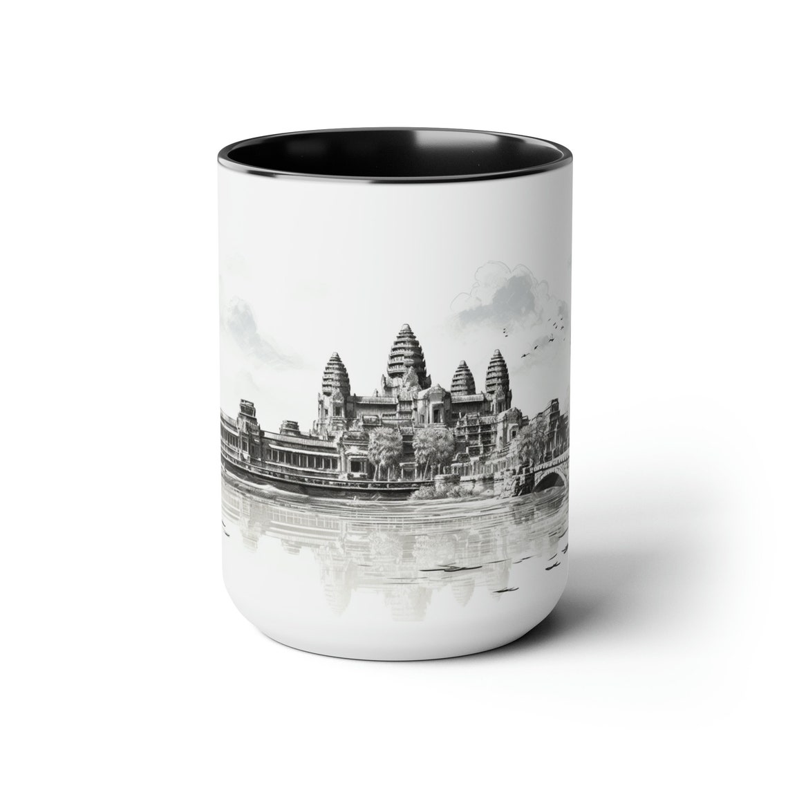Angkor Wat Sketch Two Tone Mug 15oz, Khmer Mug, Cambodian Mug, Gift Mug ...