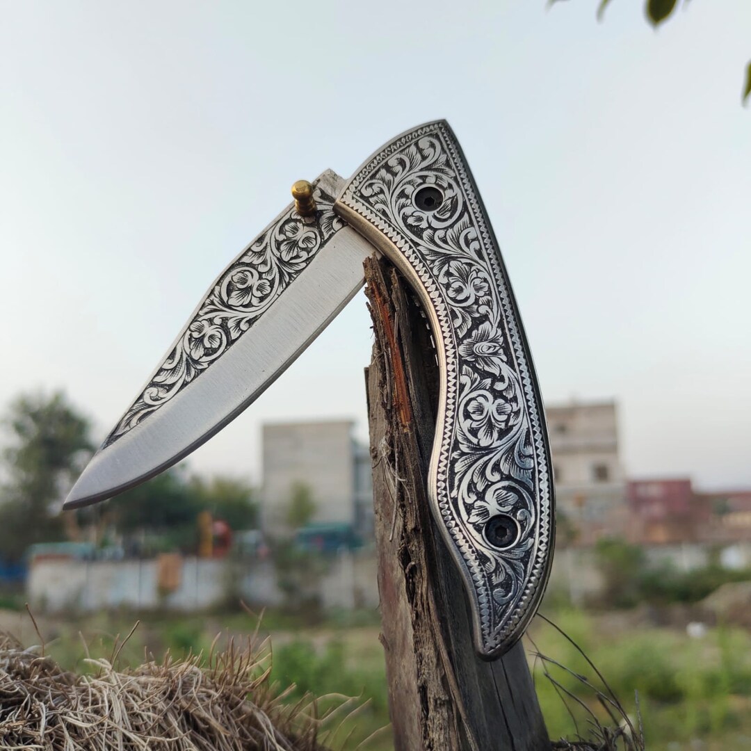 Handmade Knife Custom Pocket Knife Hand Engraved Folding - Etsy