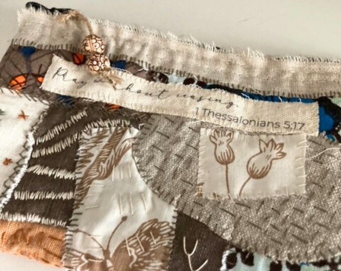 Hand Stitched Patchwork Prayer Cross Bookmark Slow Stitching Slow ...