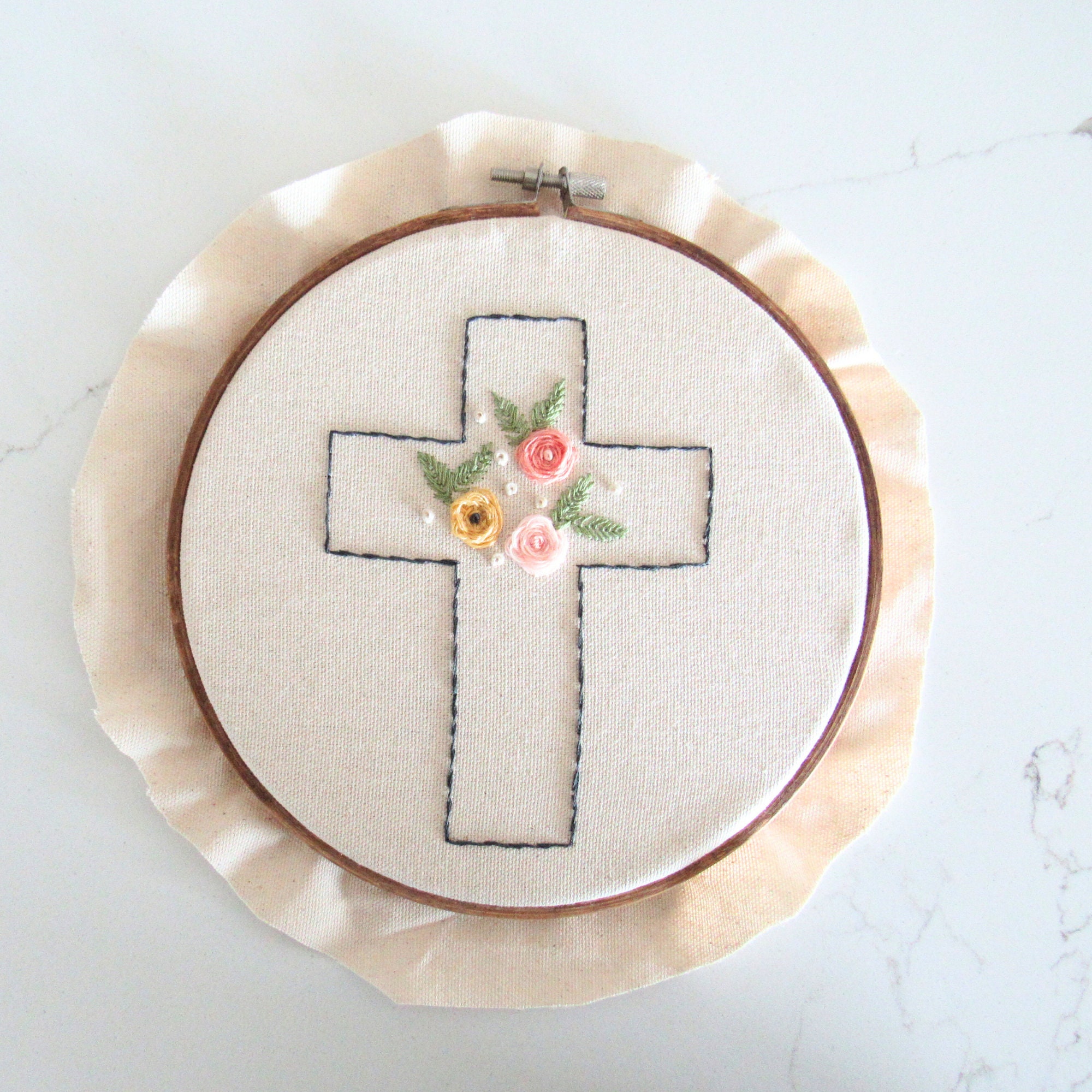 Hand Embroidery Easter Cross Pattern Christian Theme Wall Decor ...