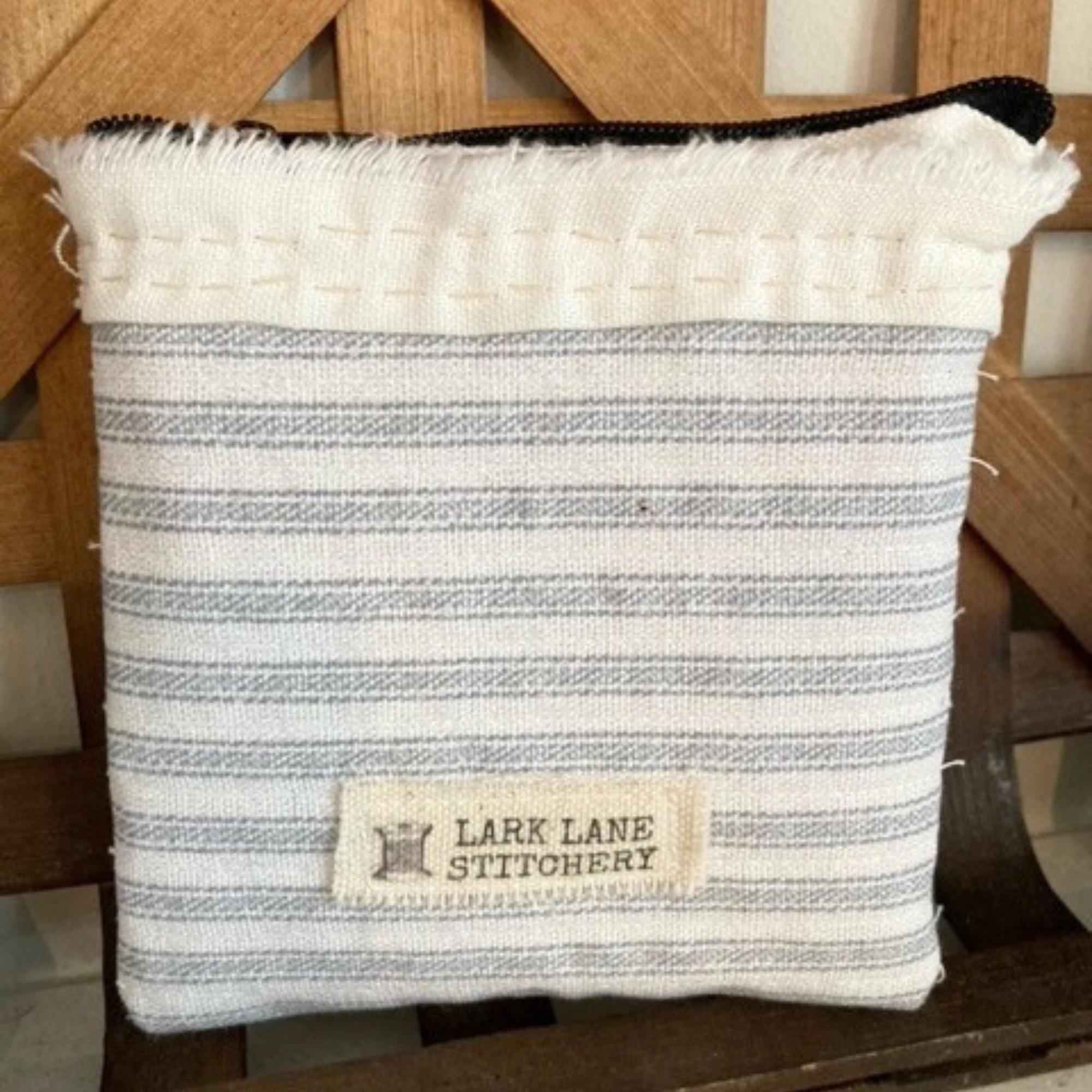 Hand Stitched Zipper Prayer Pouch Vintage Ticking Fabric Patchwork ...