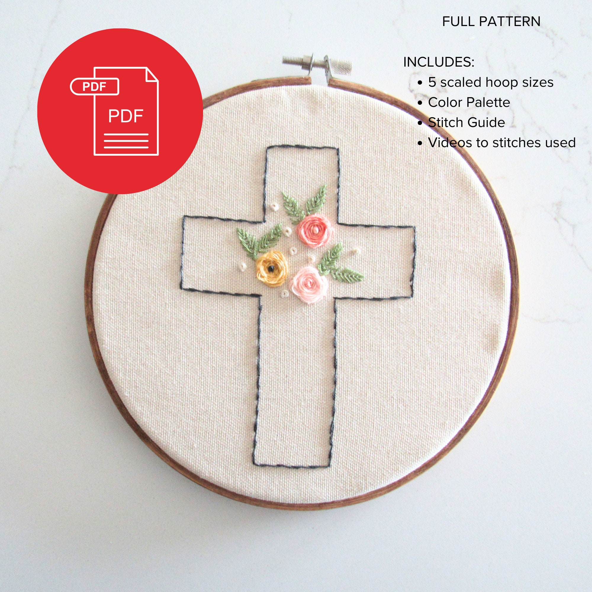 Hand Embroidery Easter Cross Pattern Christian Theme Wall Decor ...