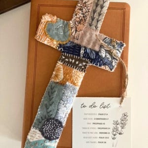 Hand Stitched Prayer Cross Bookmark Slow Stitching Slow Stitching Gift ...