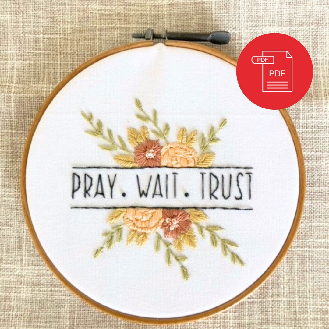 Hand Embroidery Pattern Floral Christian Theme Wall Decor Downloadable ...