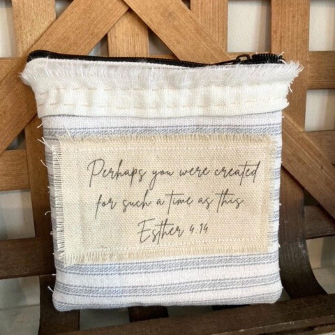 Hand Stitched Zipper Prayer Pouch Vintage Ticking Fabric Patchwork ...