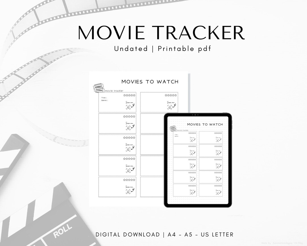 Movie Tracker, Bullet Journal Pages, Printable Movies Trackers, Movie ...