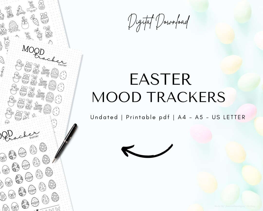 Easter Mood Trackers, Printable Bullet Journal Pages, Easter Theme ...