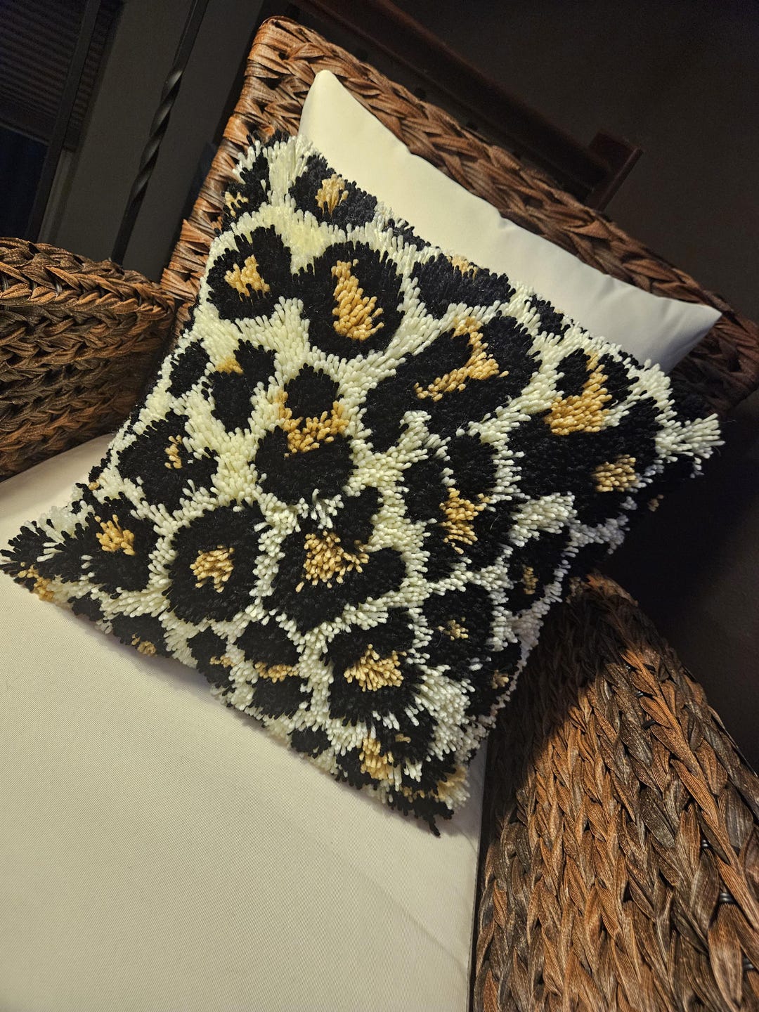 Leopard Cheetah Handmade Latch Hook Pillow Cover. - Etsy