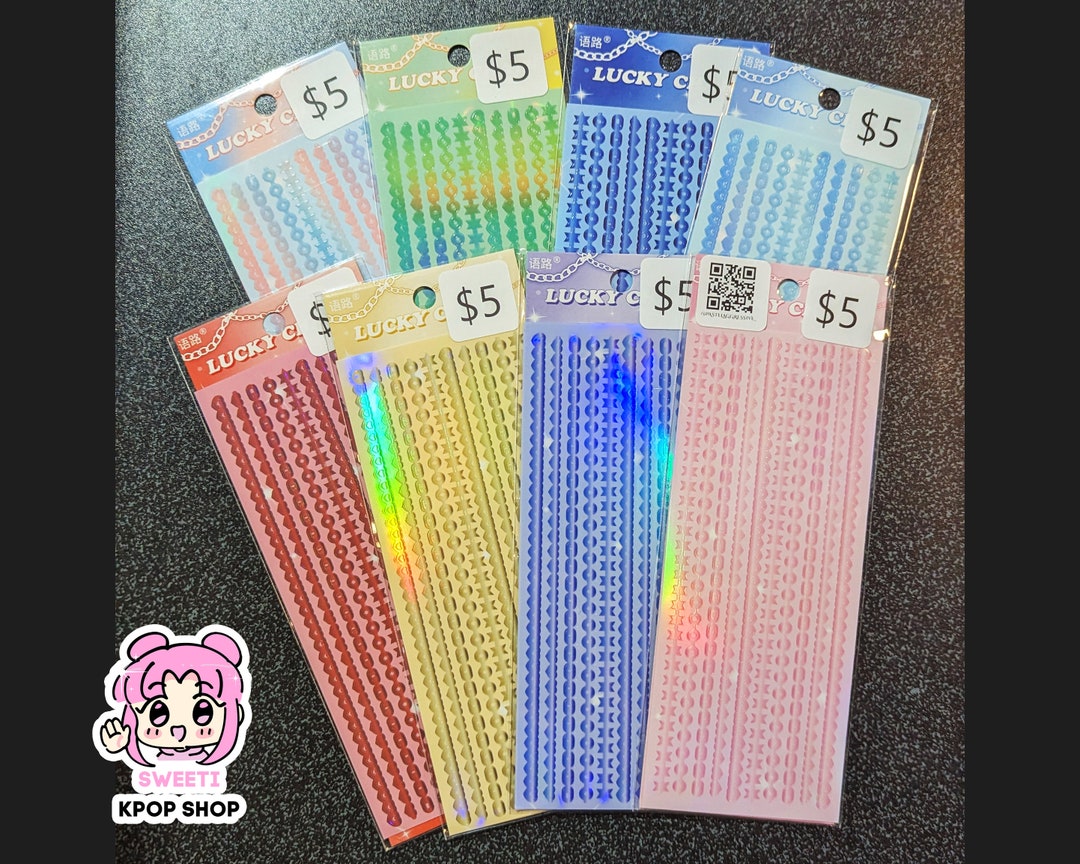 Chain Border Stickers Holographic Kawaii Cute Kpop Toploader Decal Deco ...