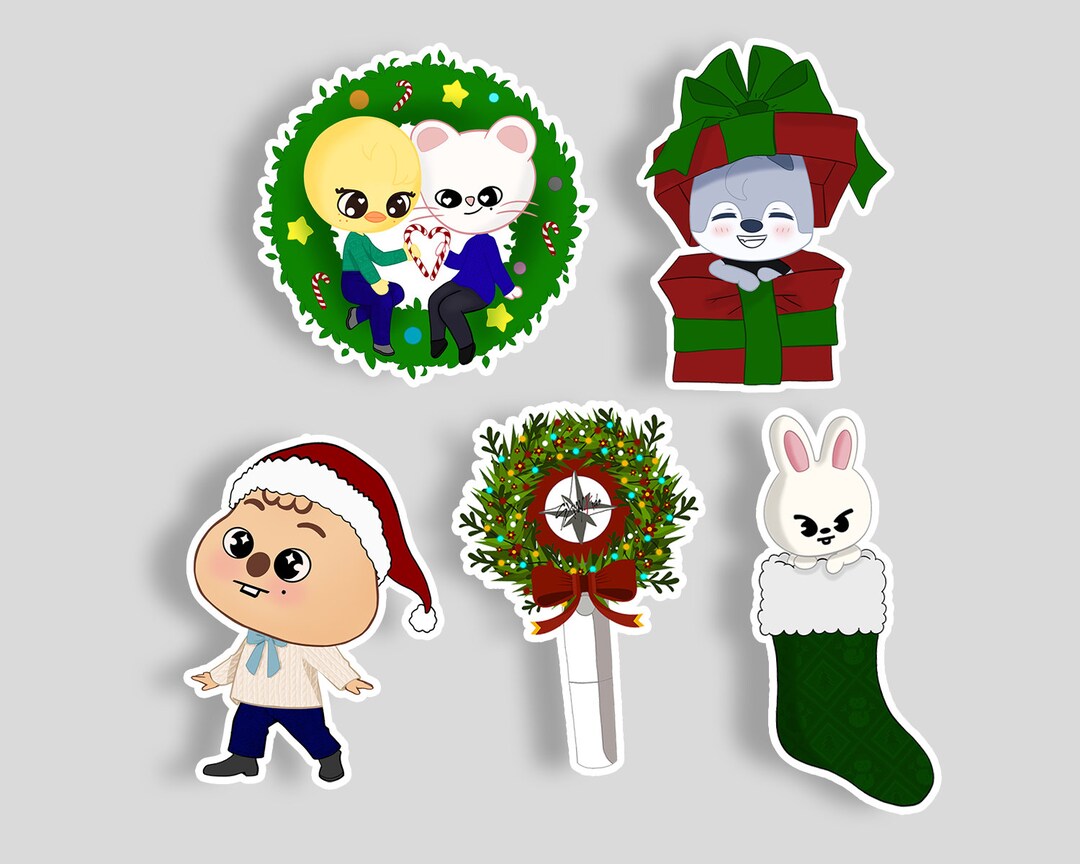 Skzoo Inspired Christmas Sticker Set Leebit Wolfchan - Etsy Australia