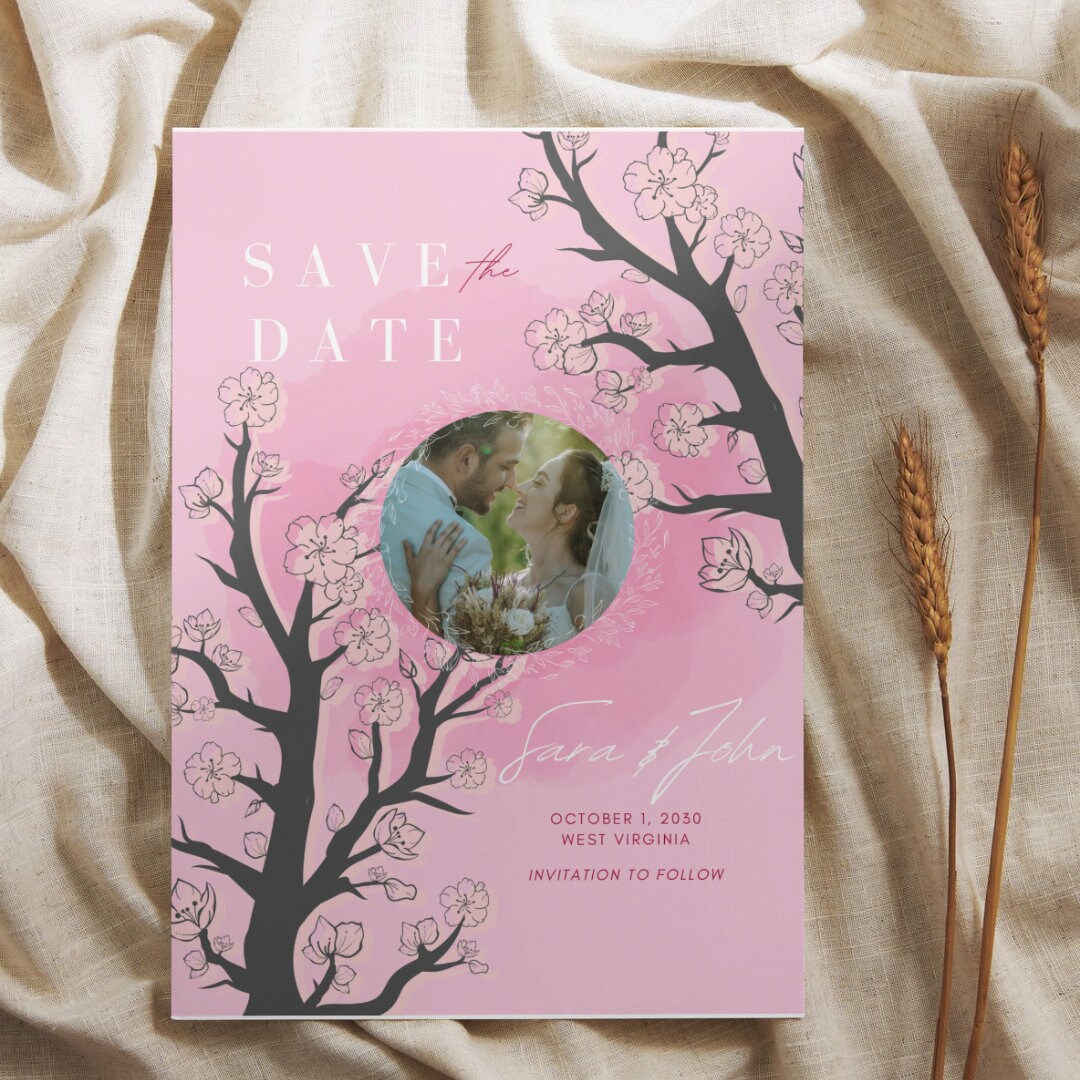 Editable Sakura Theme Wedding Invitation, Wedding Invitations ...