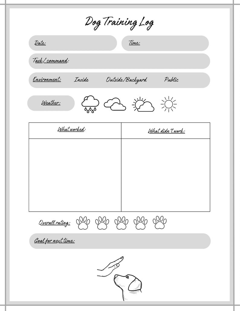 Dog Training Log - Etsy