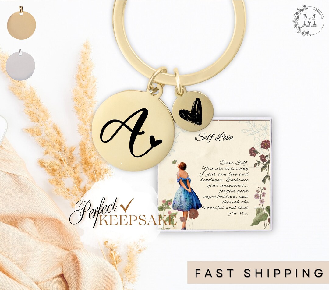 Heart Initial Keychain Custom Jewelry Personalized Gift Her Birthday ...