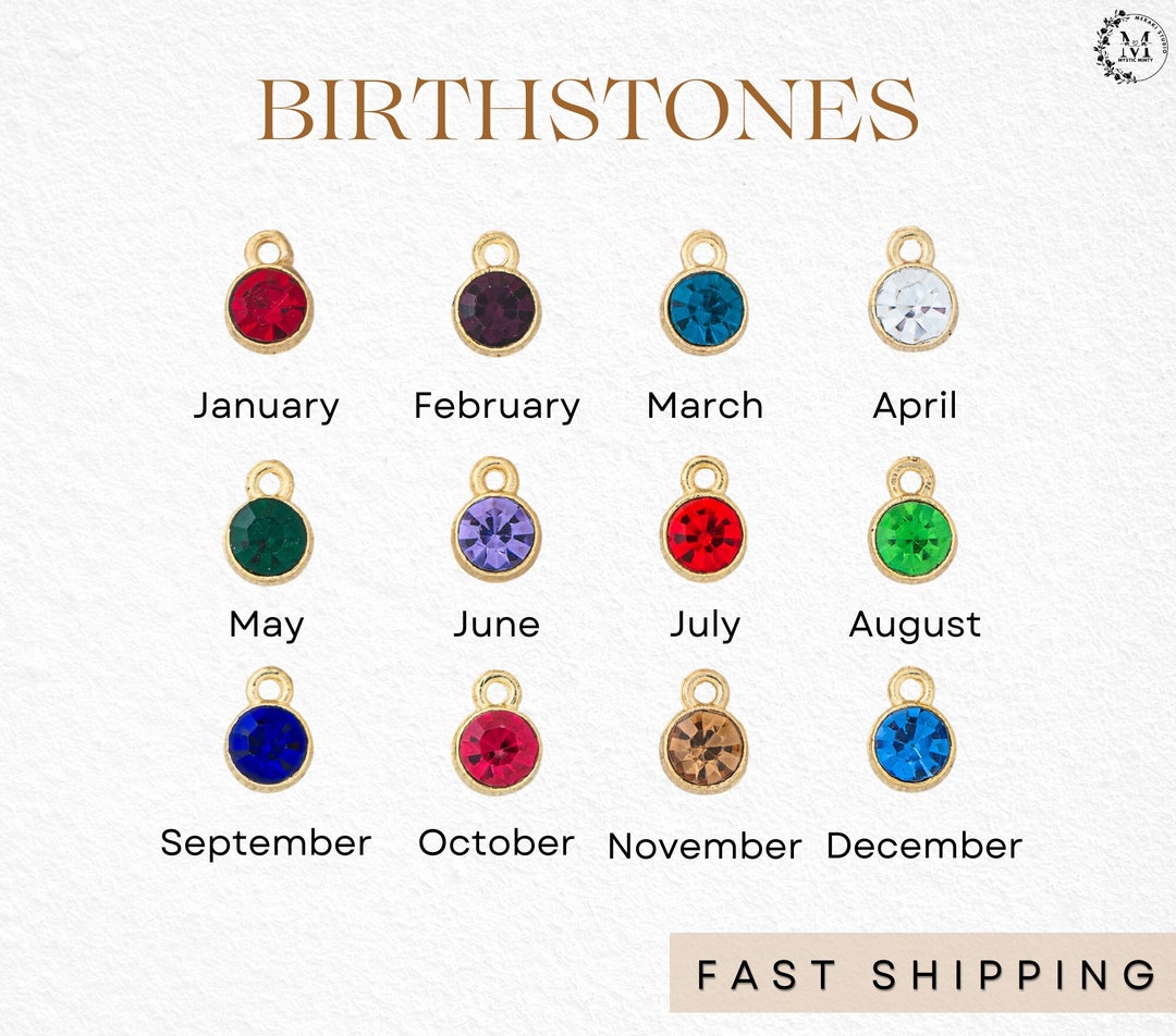 Birth Stone Necklace Personalized Jewelry Birthstone Necklace Charms ...
