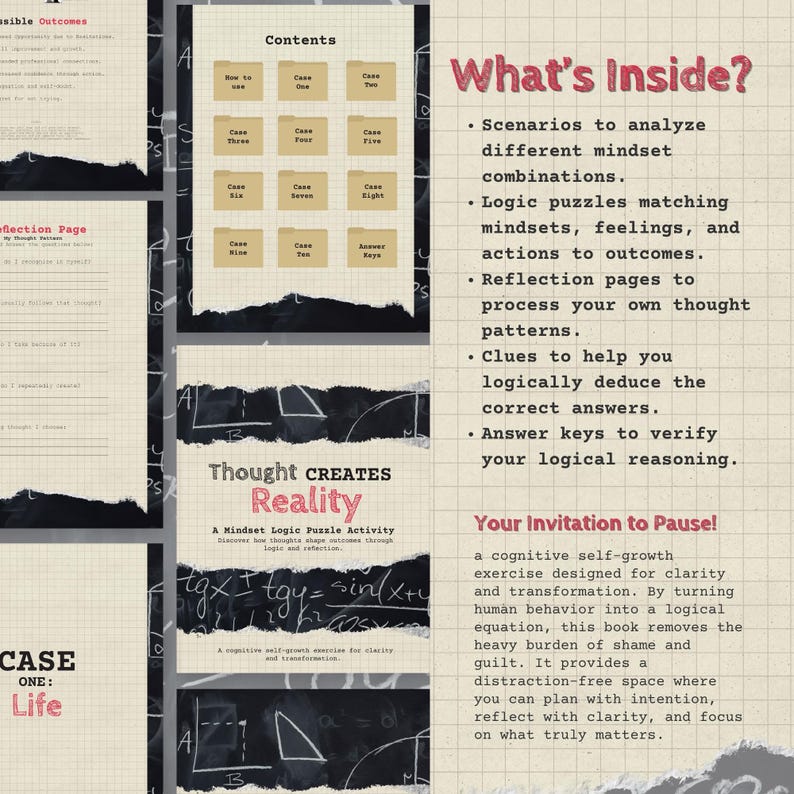 2026 Mindset Puzzle Thought Creates Reality Logic Printable Workbook ...