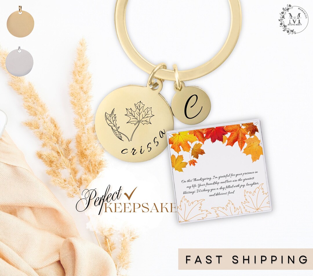 Thanksgiving Floral Keychain Personalized Gift Friend Birthday Keychain ...