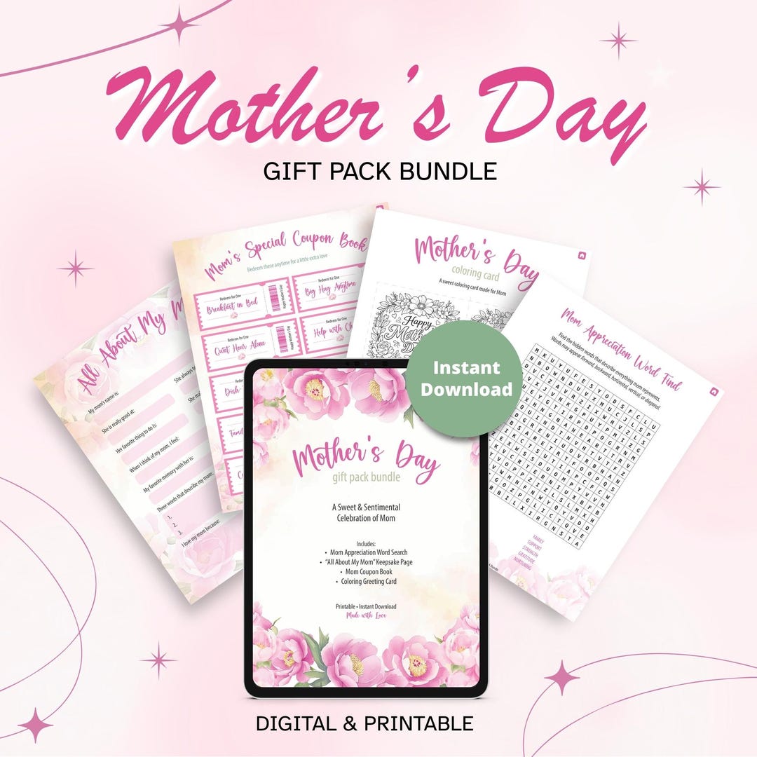 Mother’s Day Printable Gift Bundle, Heartfelt Keepsake Mom Gift From ...