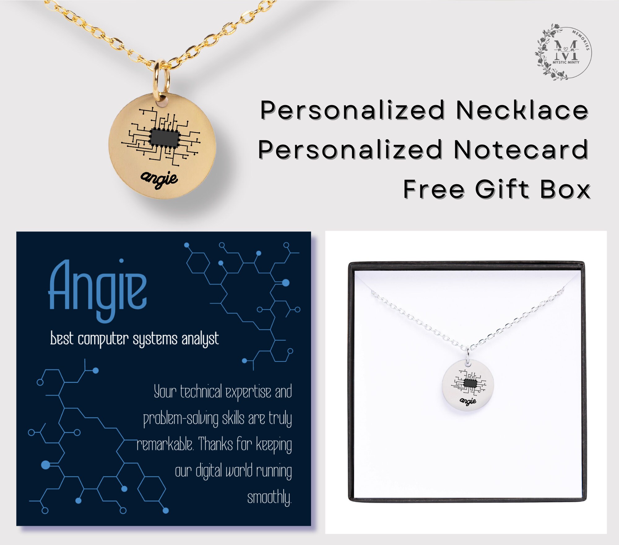 Custom Computer Jewelry Tech Necklace Gift for Her Student Gifts for ...
