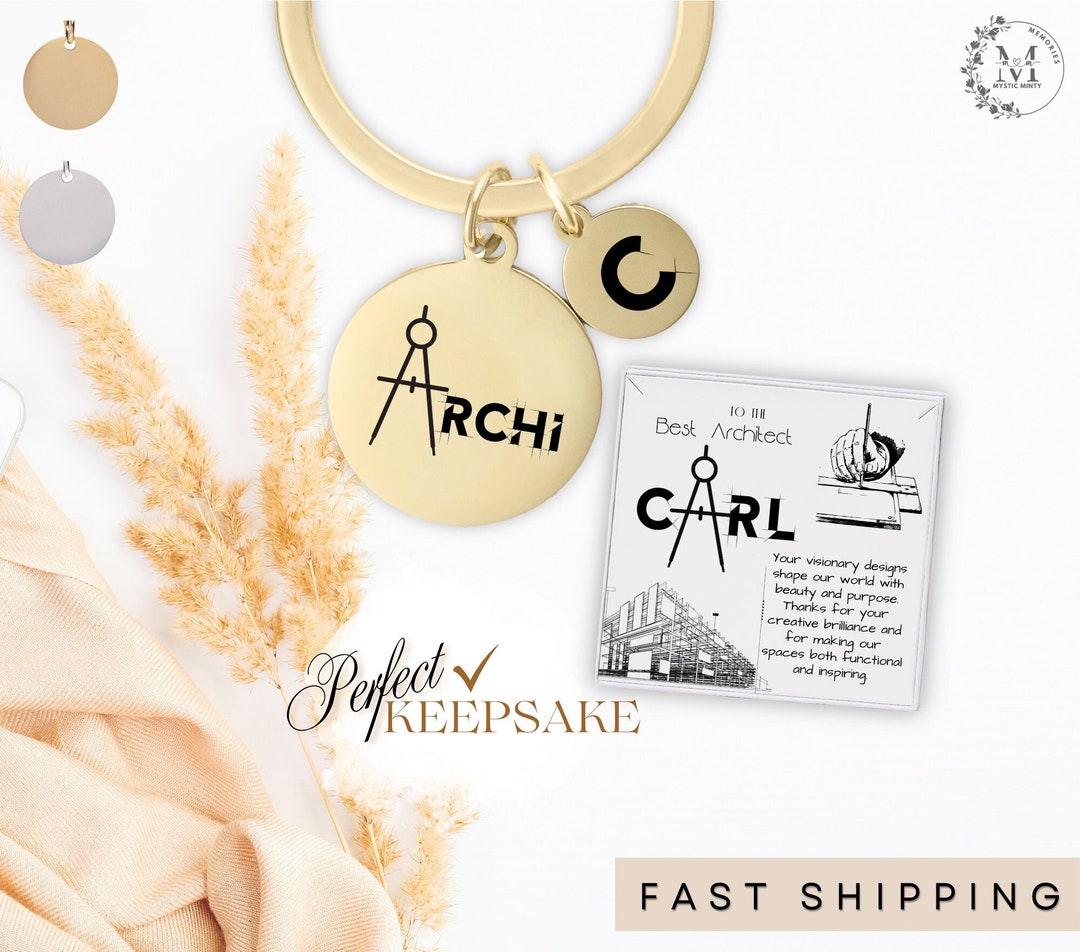 Custom Personalized Gift Architecture Keychain for Men Keychain Silver ...