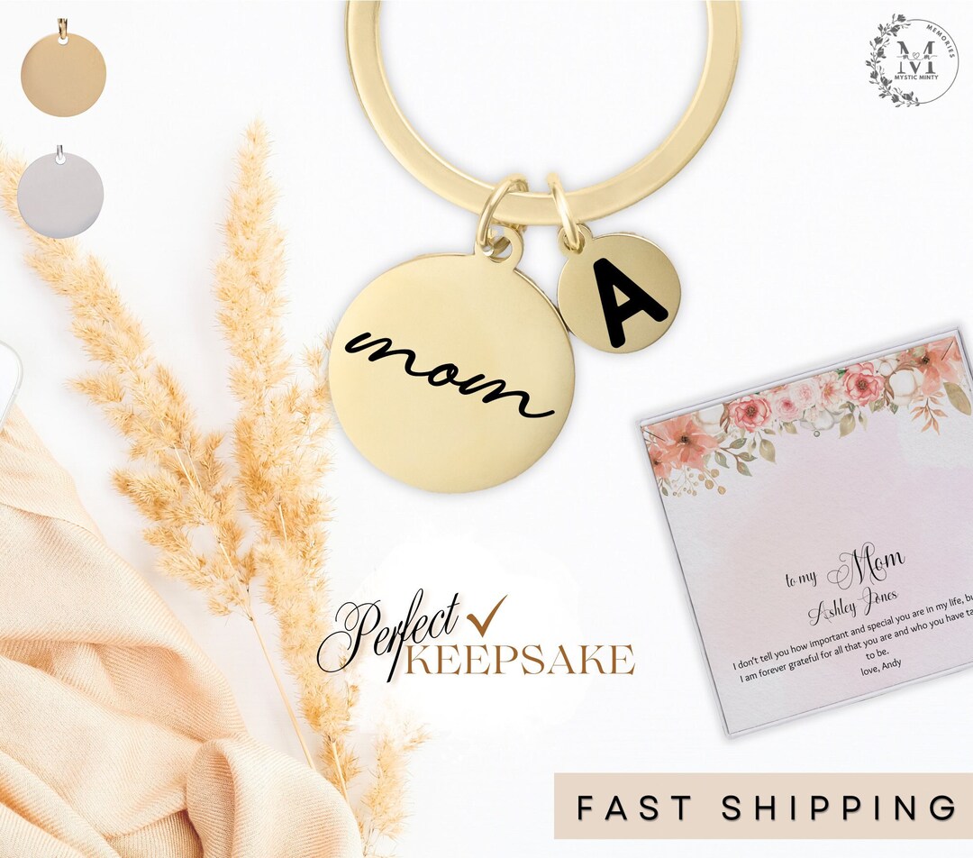 Mom Keychain Birthstone Keychain for Mom Family Birthstone Initial ...