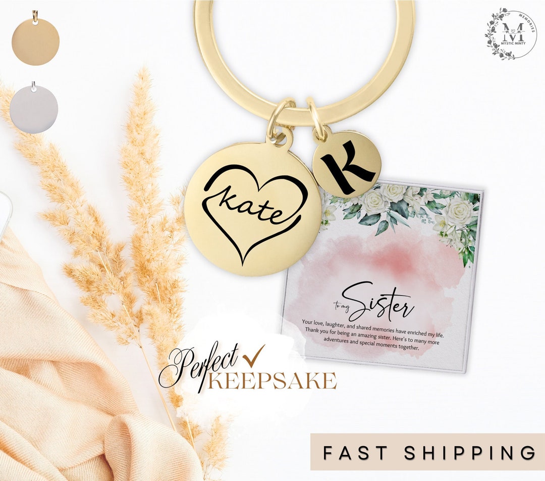 Name Birthstone Sister Jewelry Keychain Gift Sister Heart Keychain ...