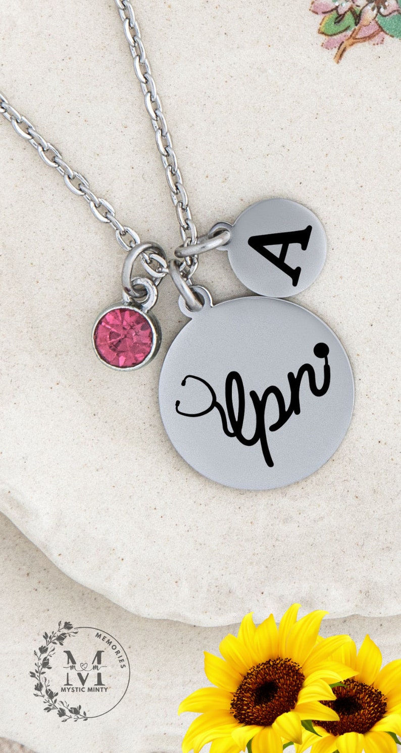Initial Necklace Gold Personalized Pendant Necklace LPN Nurse Gold ...
