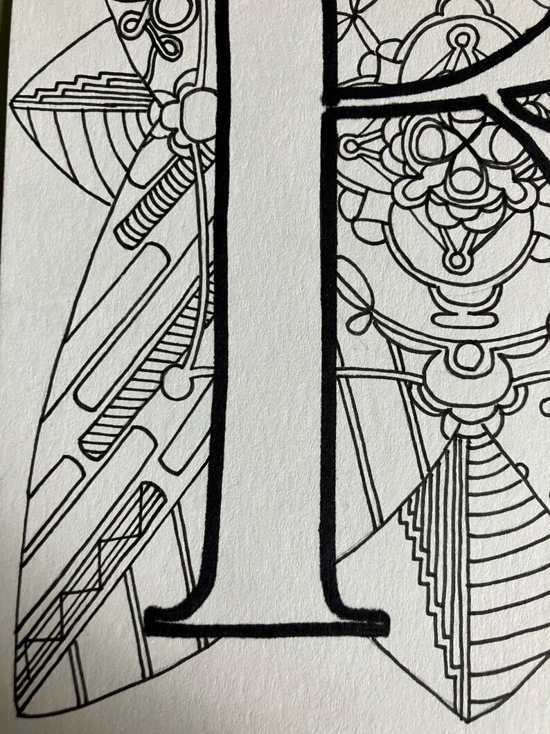 Letra mayúscula para colorear adulta abstracta R. Página para colorear ...