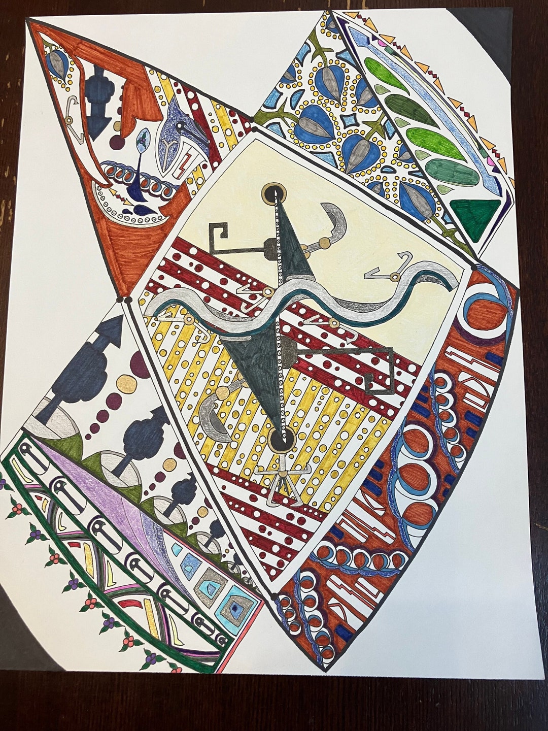 Abstract Geometric Marker Drawing Colorful Shapes Intricate Fun ...