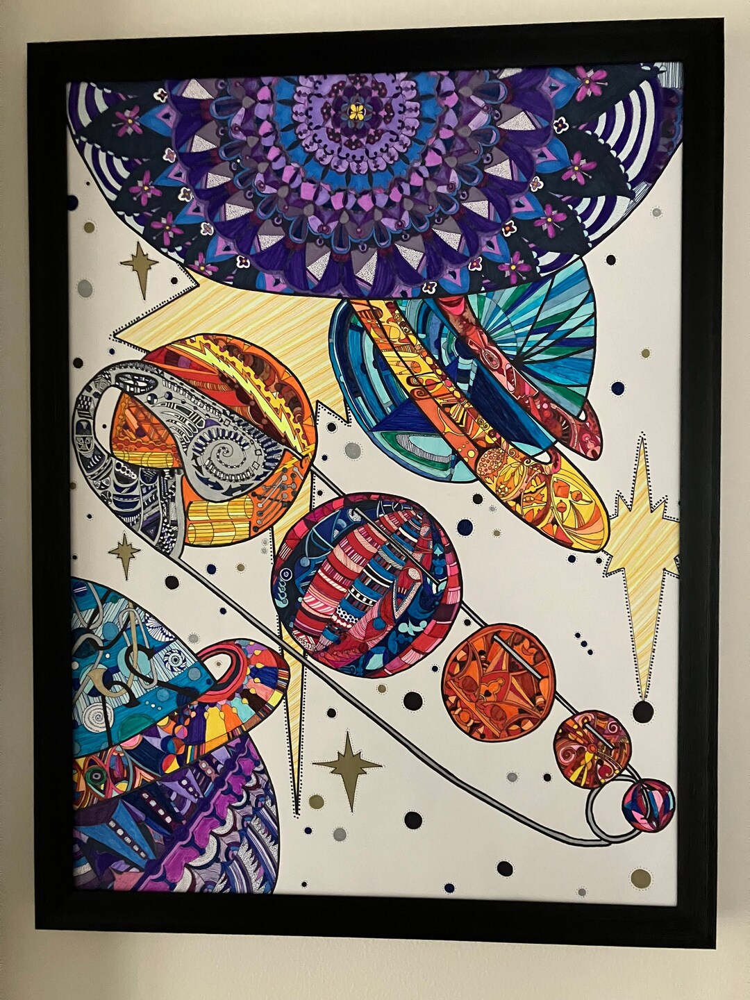 Original Marker Drawing: Abstract Celestial Geometric Art (18x24) - Etsy