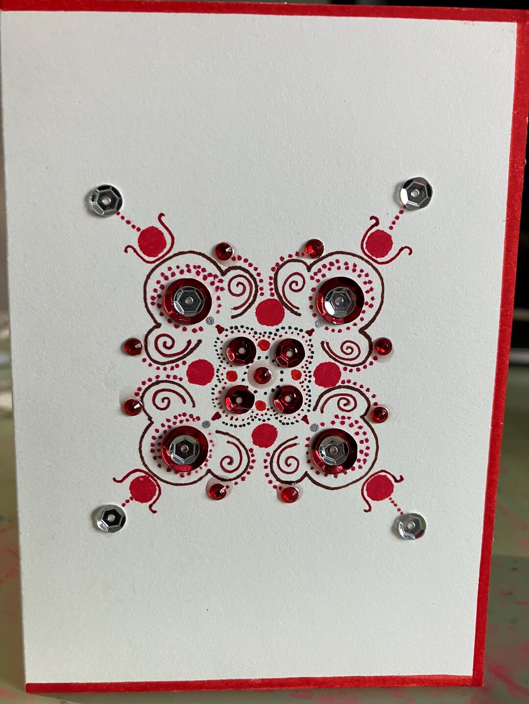 Set of 5 Decorative Greeting Cards With Color and Sparkle. One of a ...