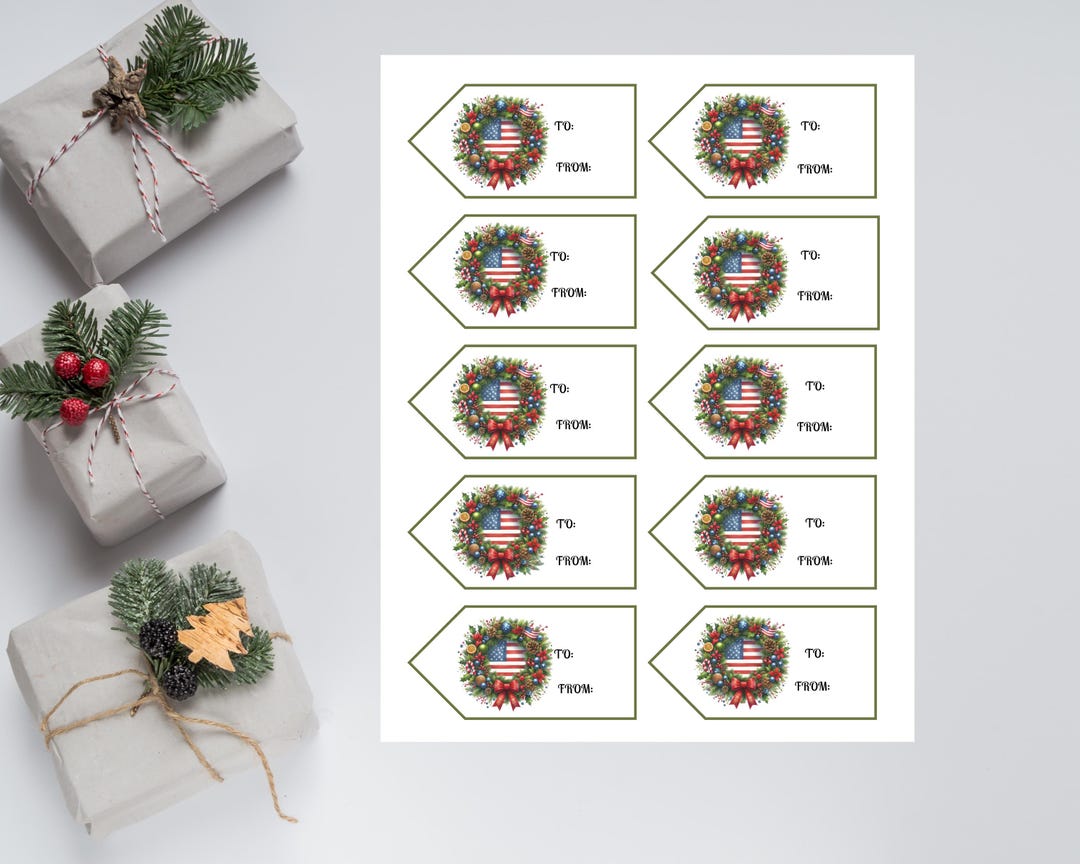 Patriotic Christmas Gift Tags - Etsy