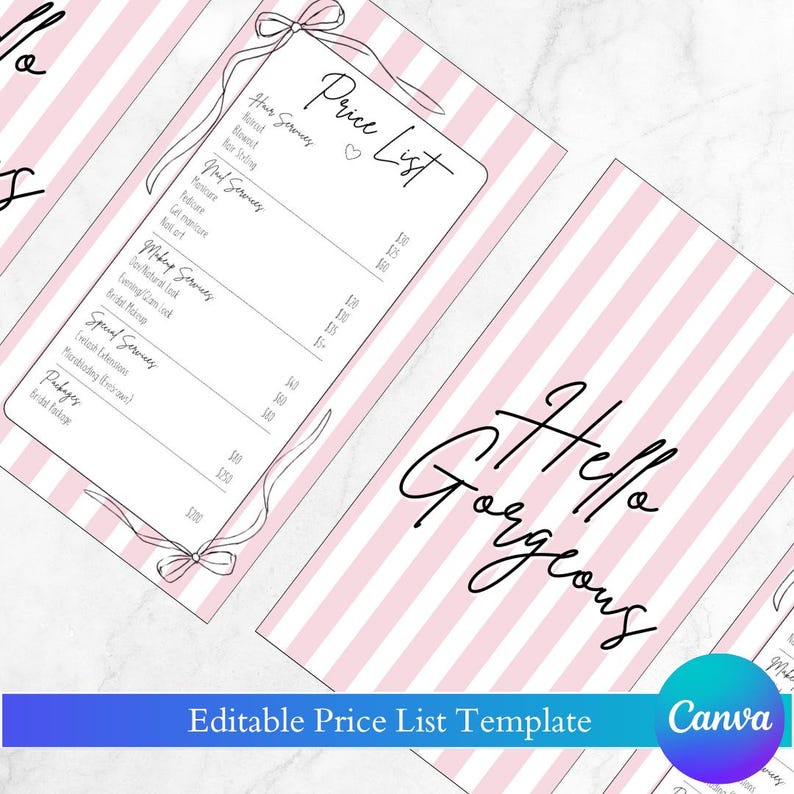 Custom Price List for Hairstylists Editable Template | Canva - Etsy UK